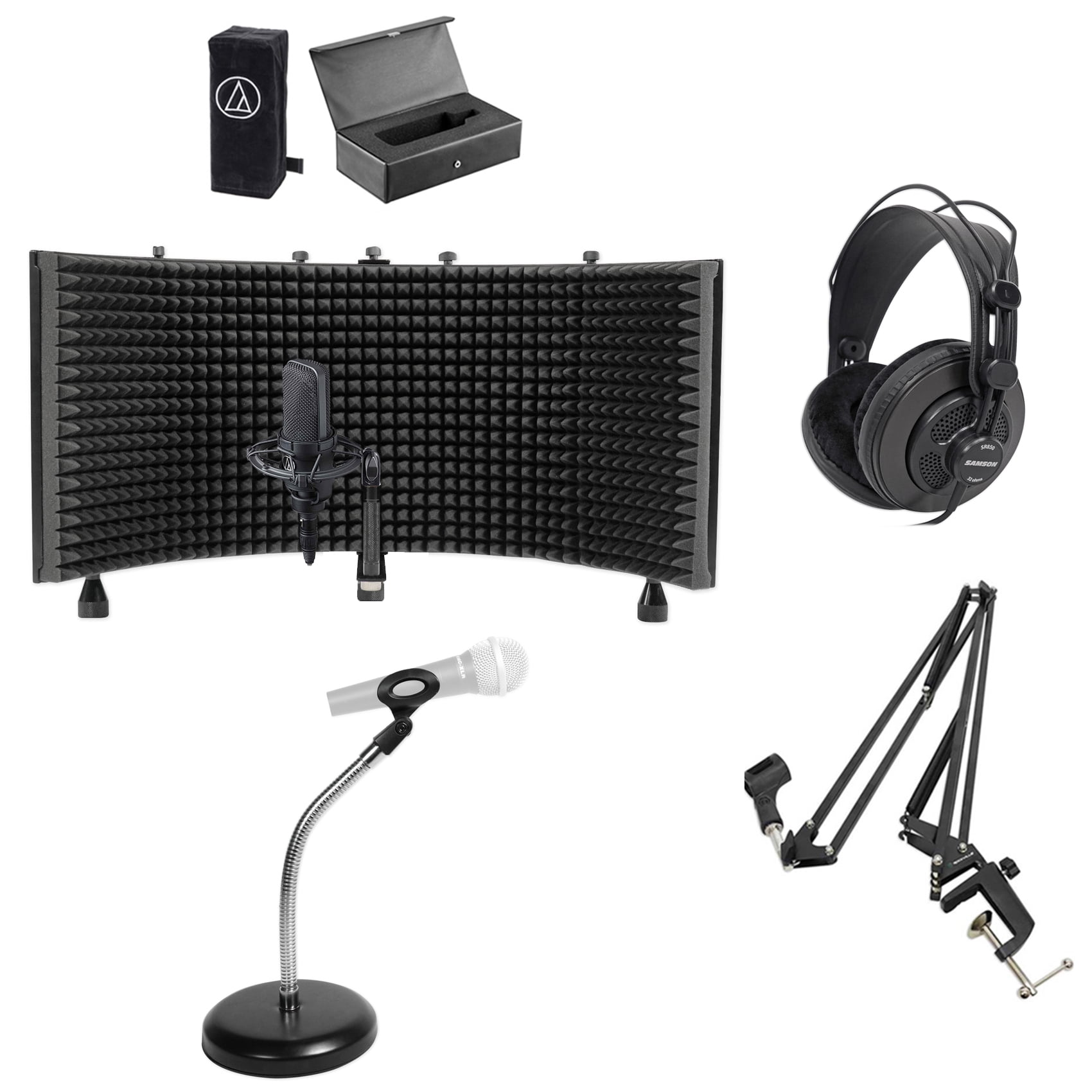 Audio Technica AT4033A Condenser Microphone+Case+Headphones+Shield+Boom ...