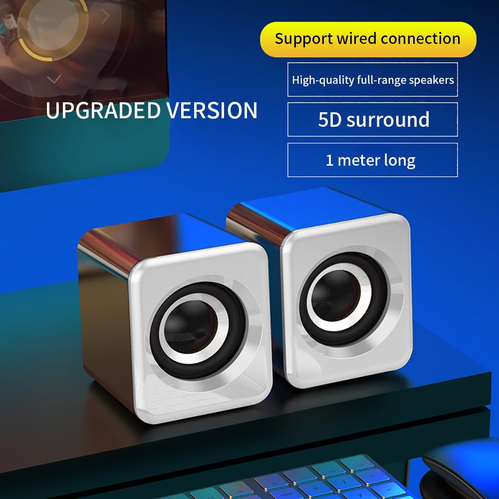 Audio USB 5.0 Bluetooth Desktop 1 Pair Bass Home Mini Speaker Double ...