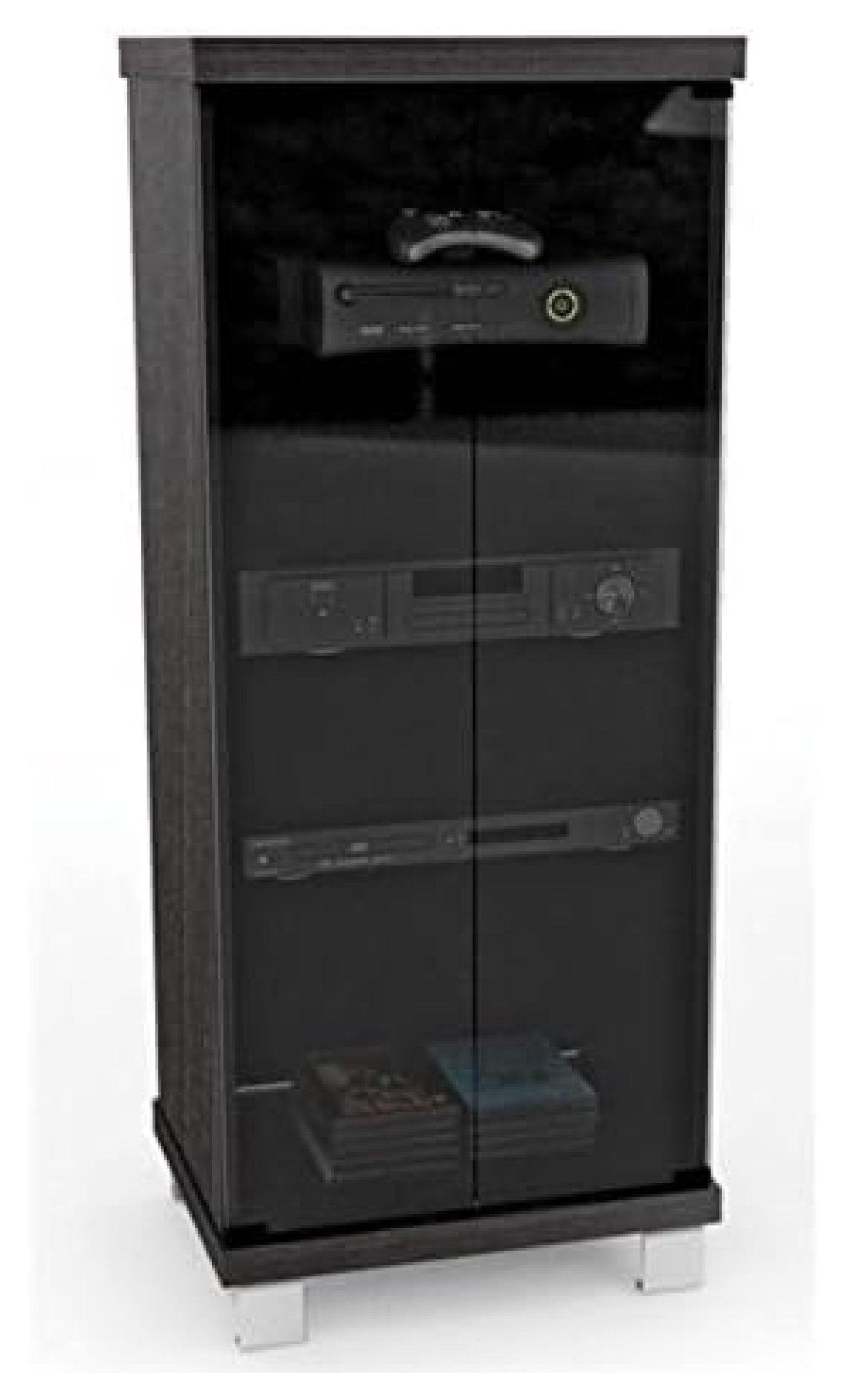 Audio Video Media Stand with 4 Shelves, Tall AV Cabinet with Glass ...