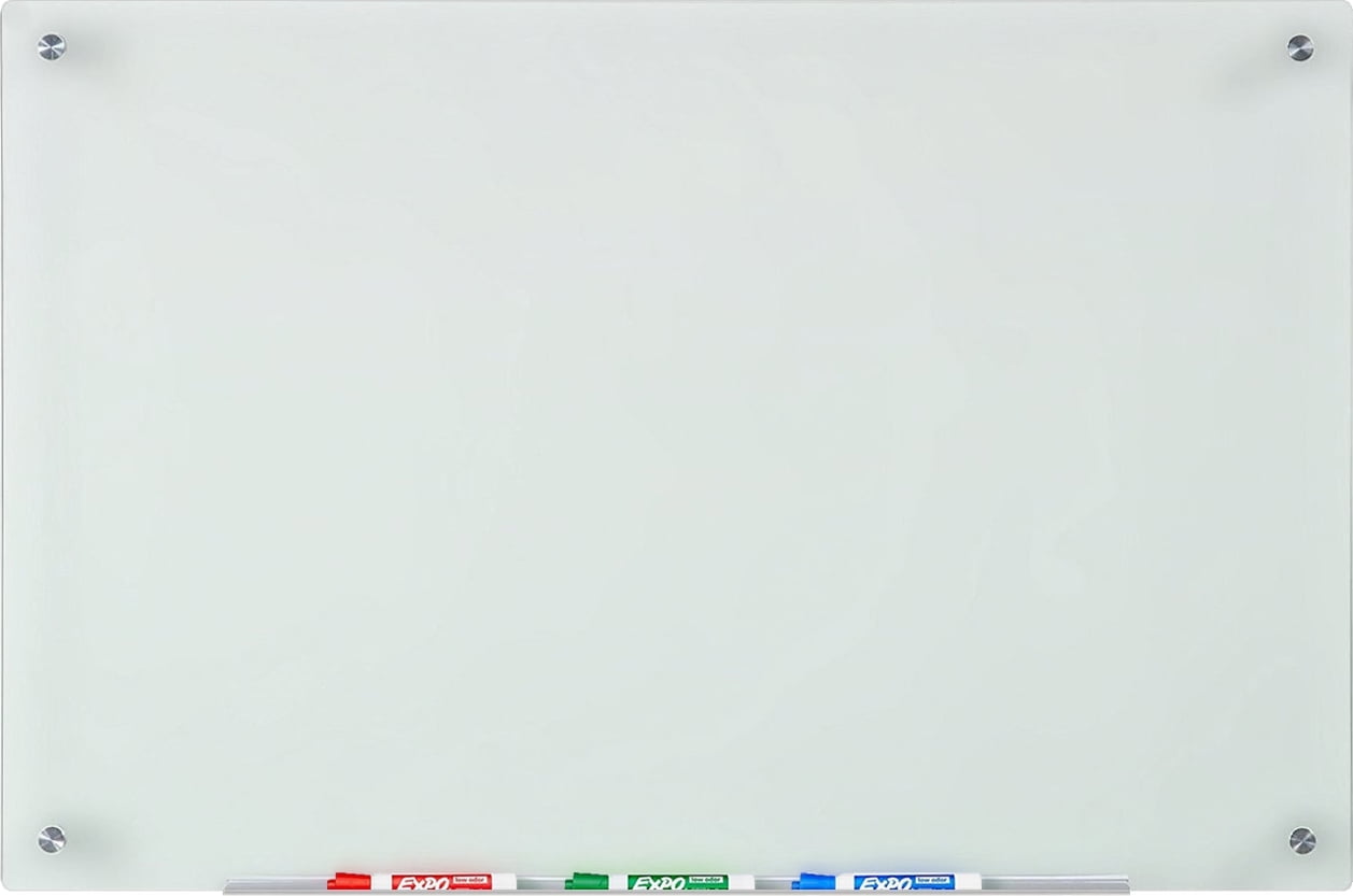 Audio-Visual Direct Frosted Glass Dry-Erase Whiteboard with Frame and ...