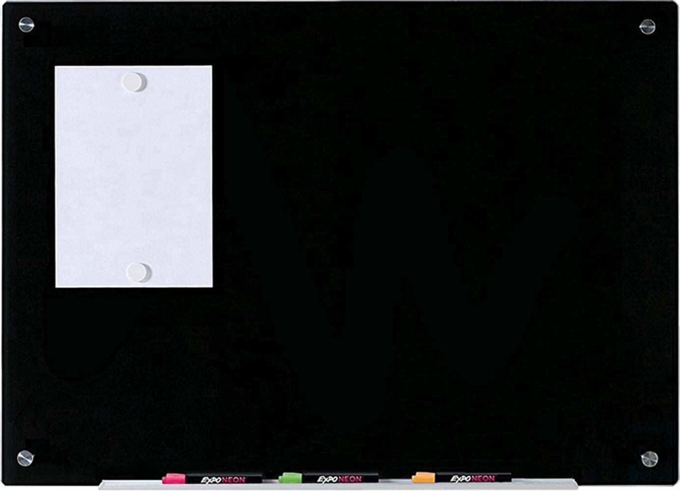 Magnetic Black Glass Dry-Erase Board Set - 24" x 36", Includes Board ...