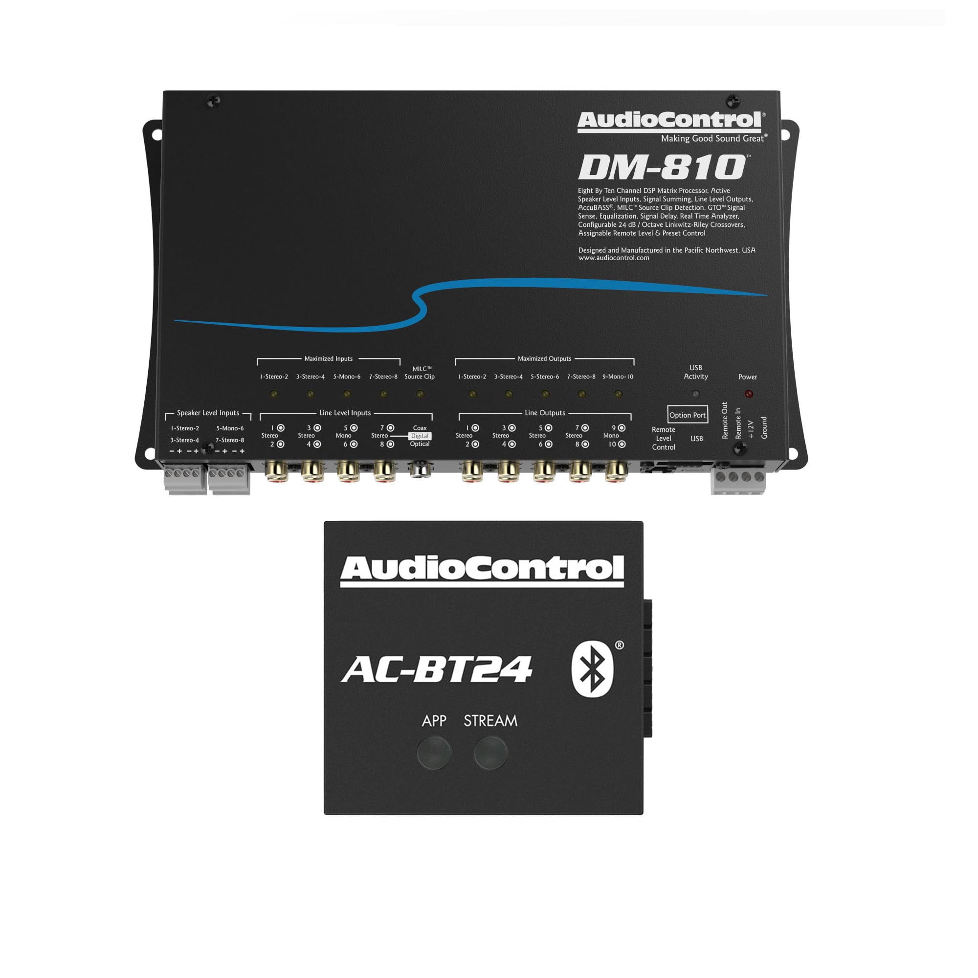 AudioControl DM-810 Premium 8 Input 10 Output DSP Matrix Processor with AudioControl AC-BT24 ...
