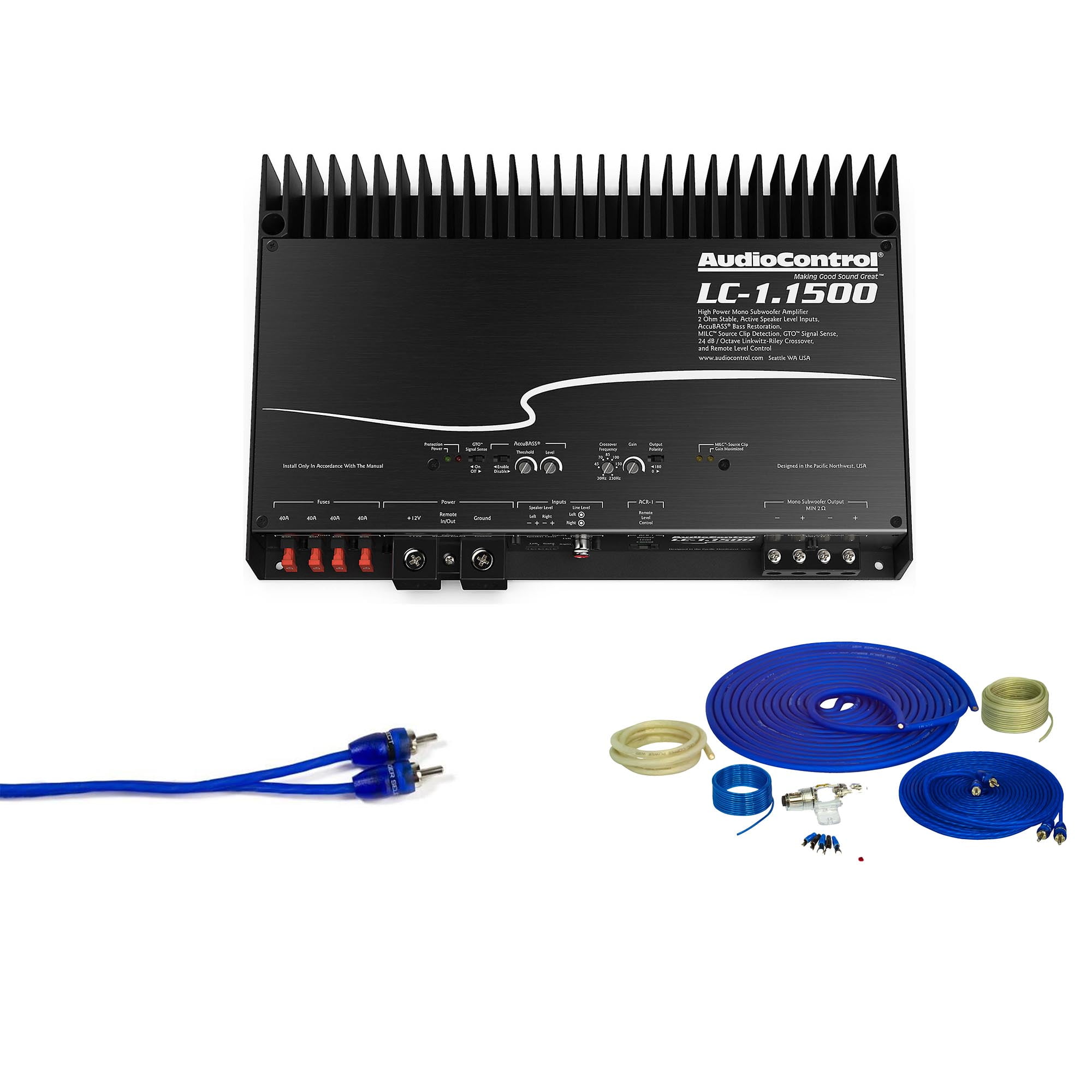 AudioControl LC-1.1500 Mono Subwoofer Amplifier with 0GA OFC Pure ...