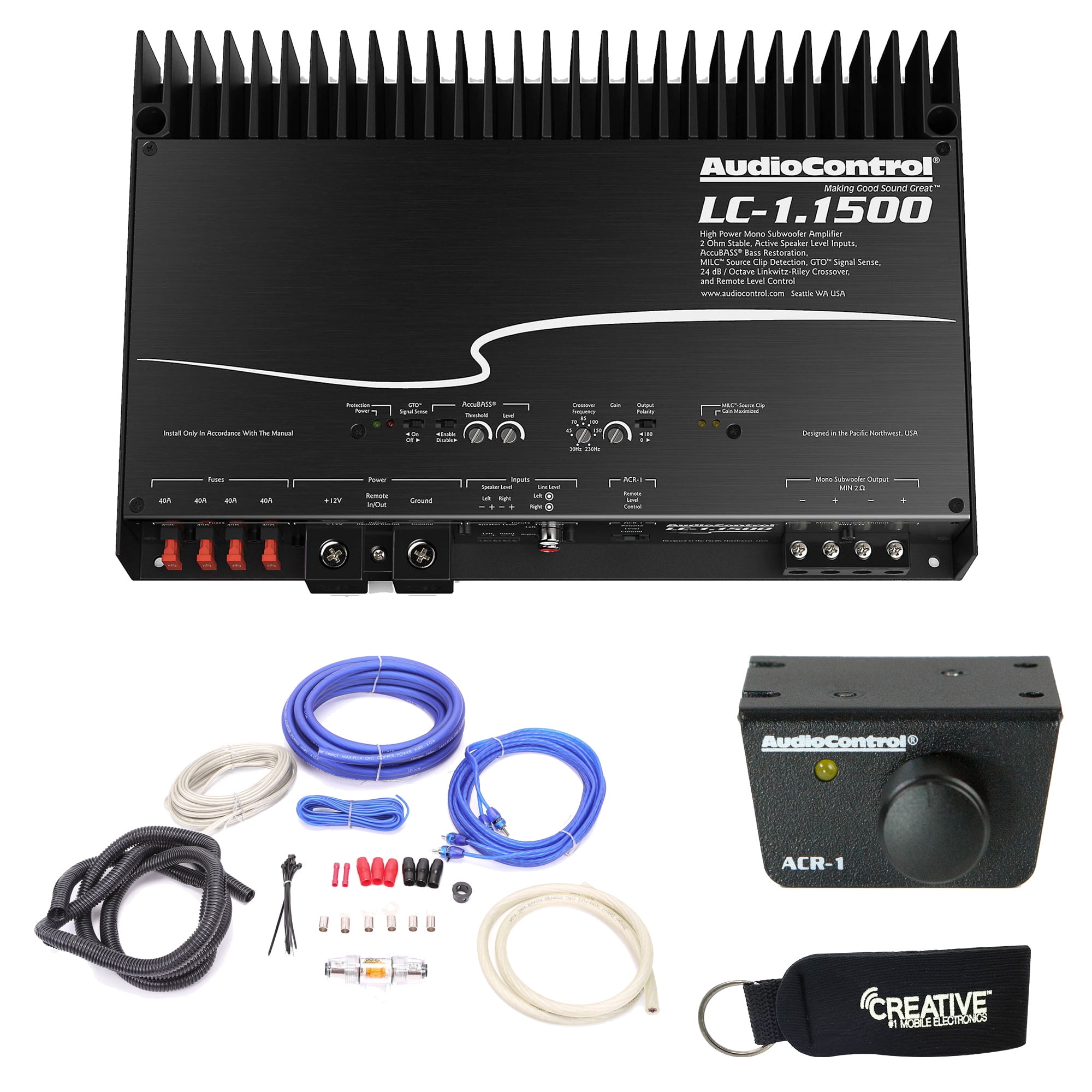 AudioControl LC-1.1500 amplifier, ACR-1 Dash Remote, And Wiring Kit ...