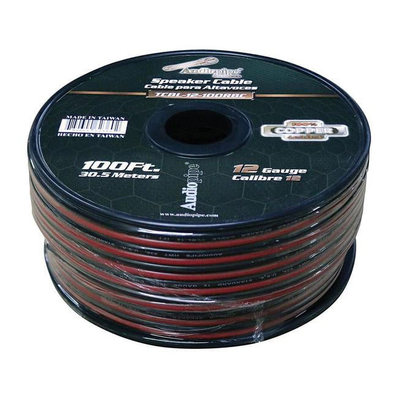 Audiopipe TCBL12100RBC 12 Gauge 100% Copper Series Speaker Wire - 100 ...