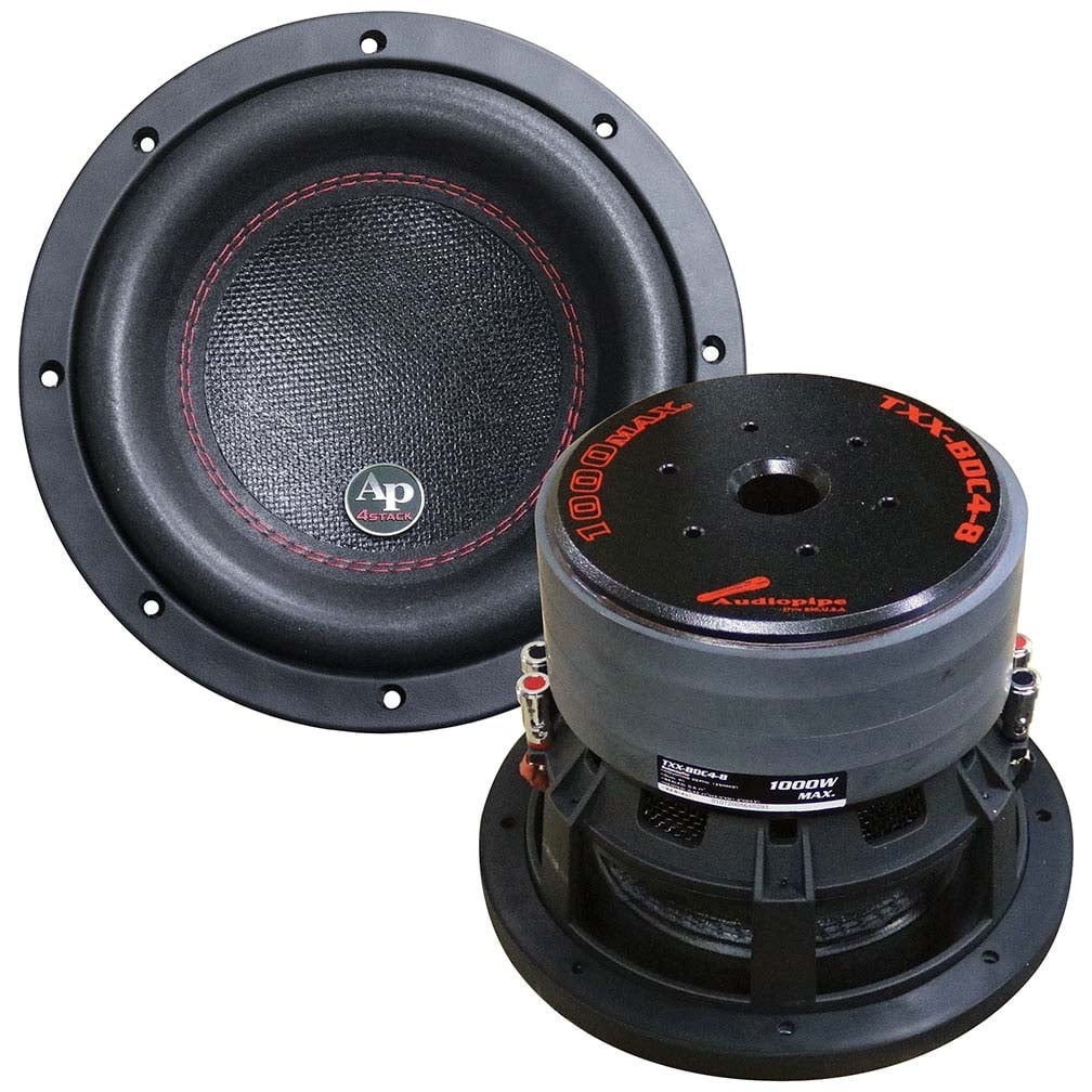 AudioPipe TXX-BDC4-8 Bass Subwoofer, 1000 Watt, 4 Ohm DVC Speaker for ...