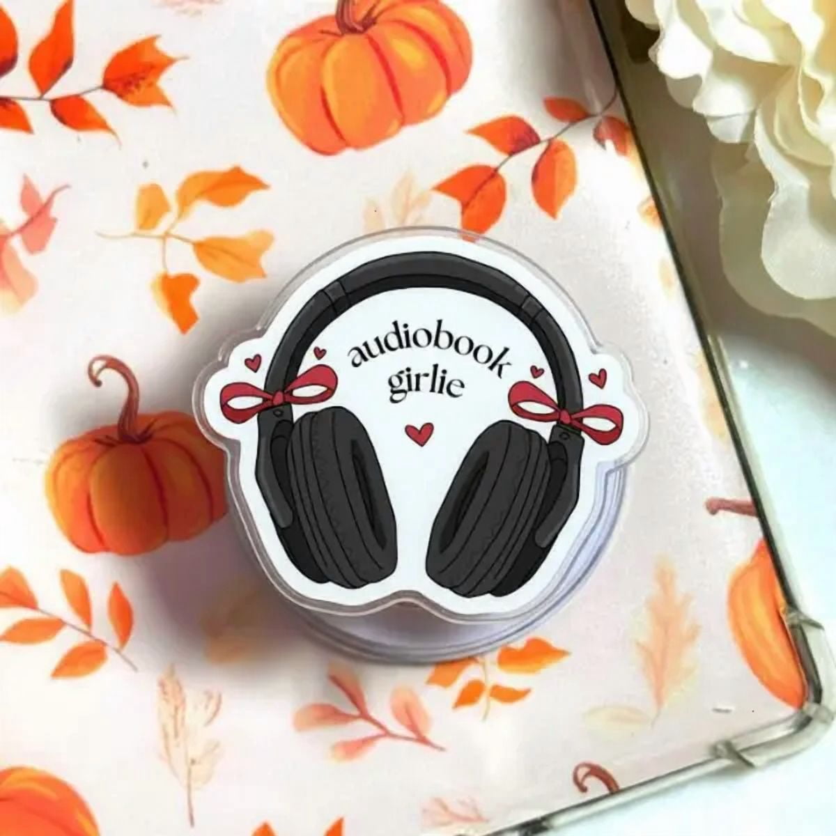 Audiobook Girlie Phone Grip Cute Headphones Pop Grip for Book Lovers ...