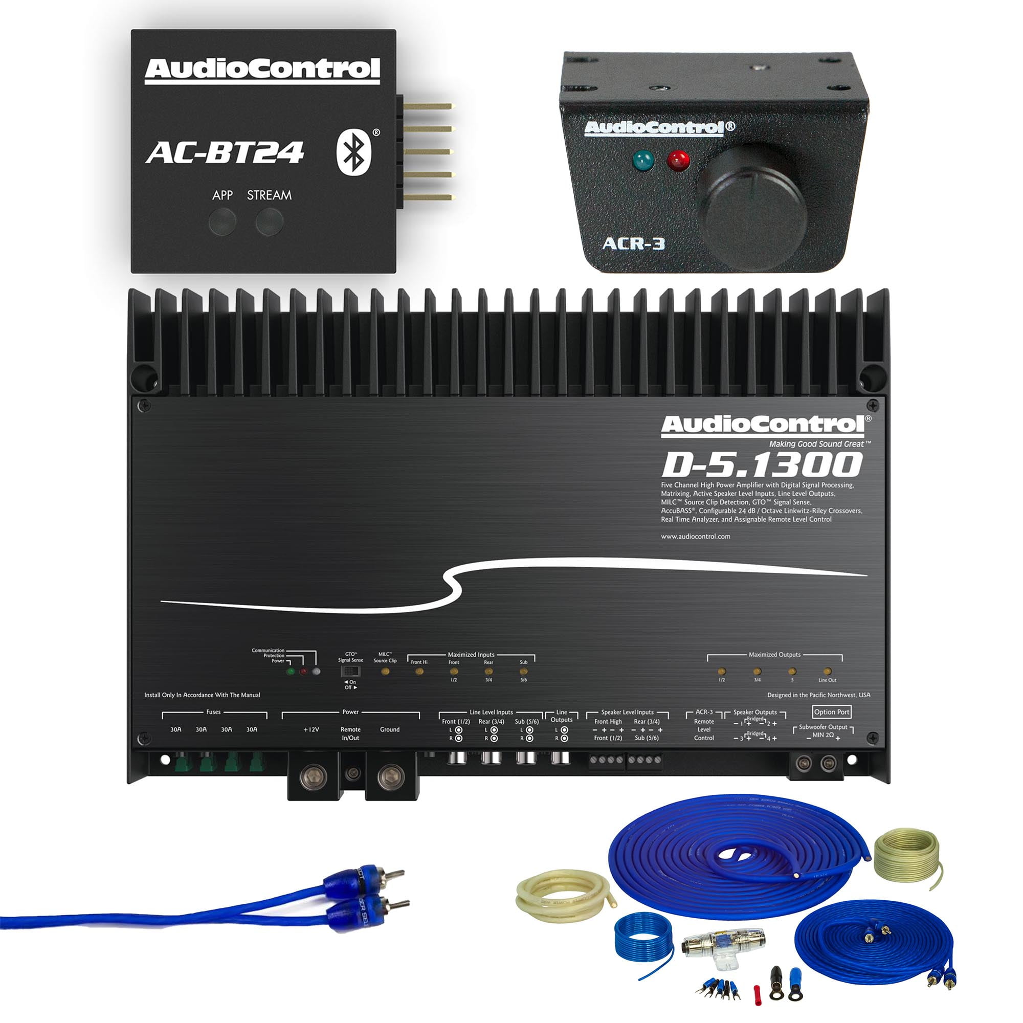 Audiocontrol D-5.1300 High Power DSP Multi-Channel Amplifier With Accubass with AC-BT24 ...