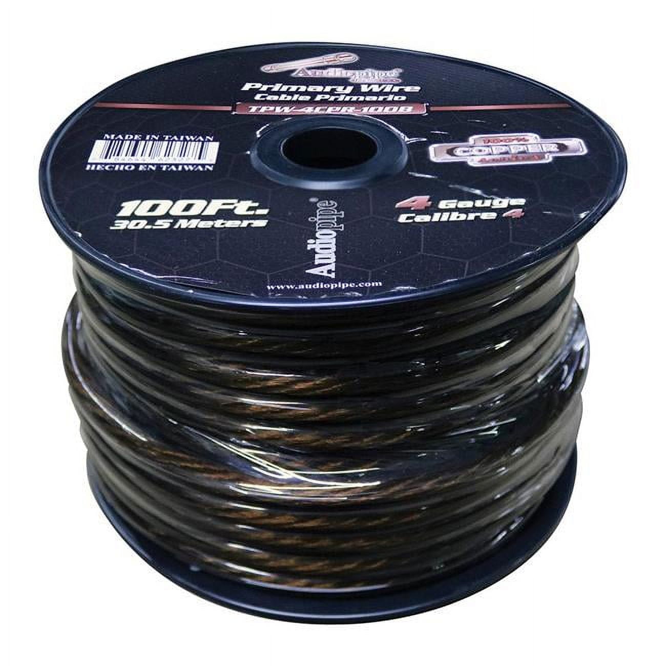 Audiopipe 4 Gauge 100% Copper Series Power Wire - 100 Foot Roll - Black ...
