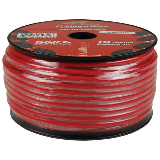 Audiopipe 10 Gauge 100Ft Primary Wire Red - Walmart.com