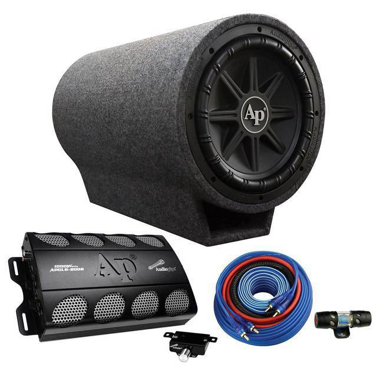 "Audiopipe 12"" Subwoofer w/ Enclosure, 2 Ch 800W Amplifier Kit TUBO ...