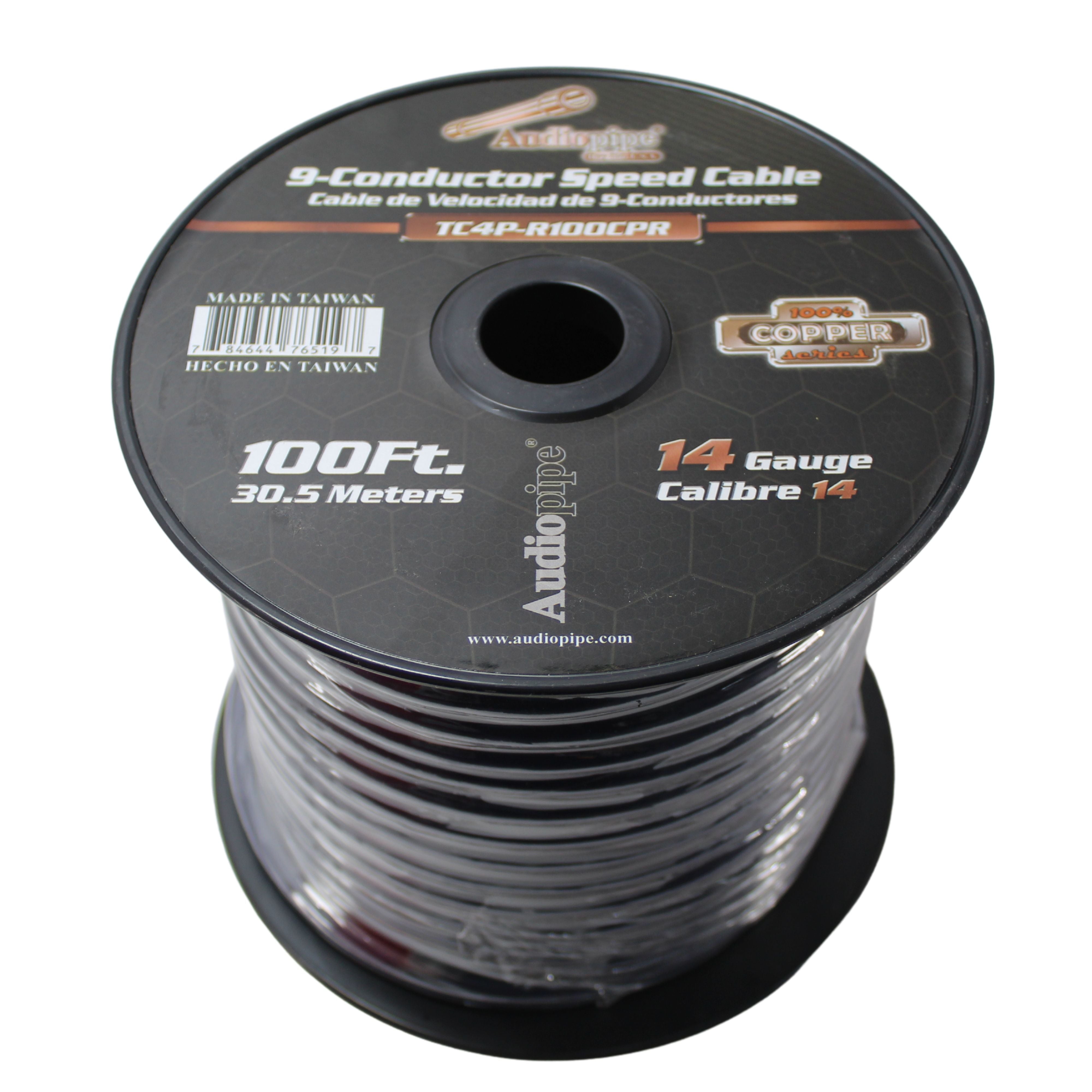 Audiopipe 14 GA 100FT 9 Conductor Speed Cable Wire Spool Black ...