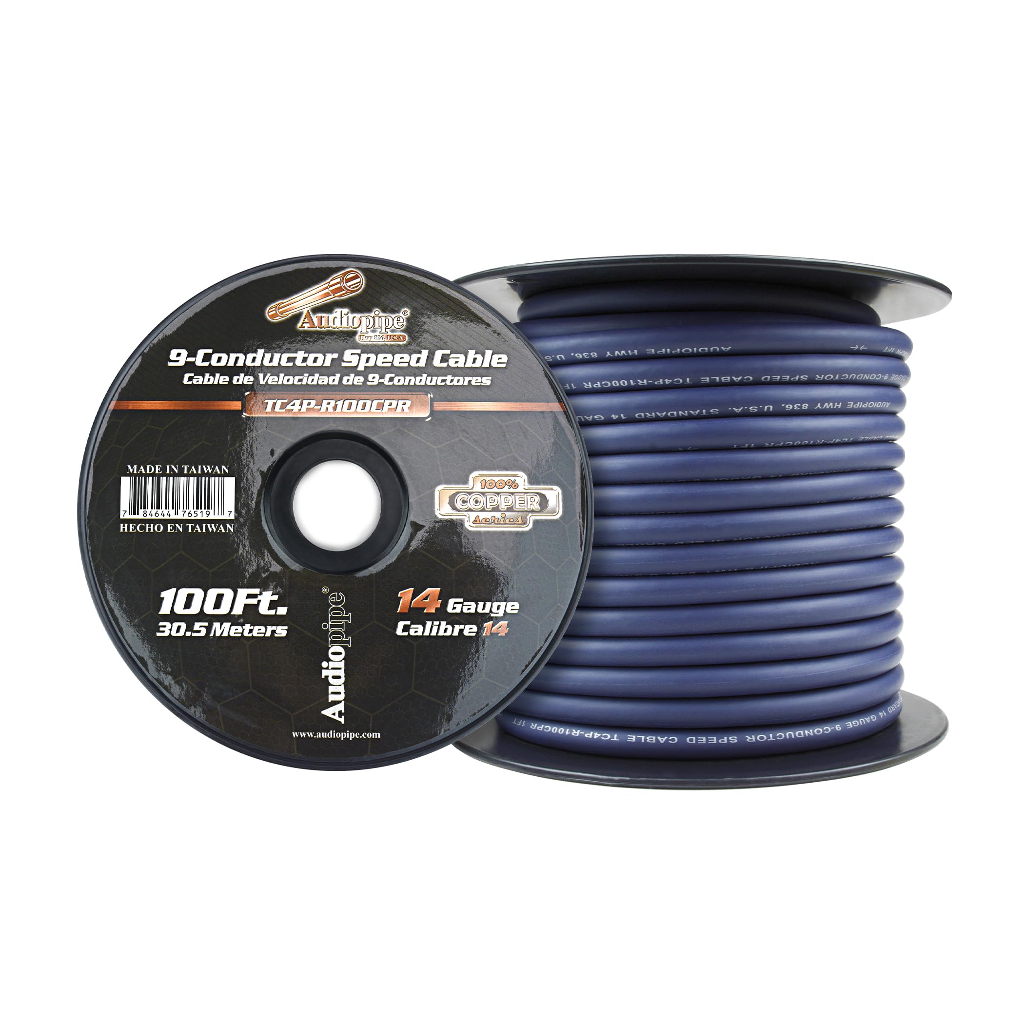 Audiopipe 14 GA 100FT 9 Conductor Speed Cable Wire Spool Black ...