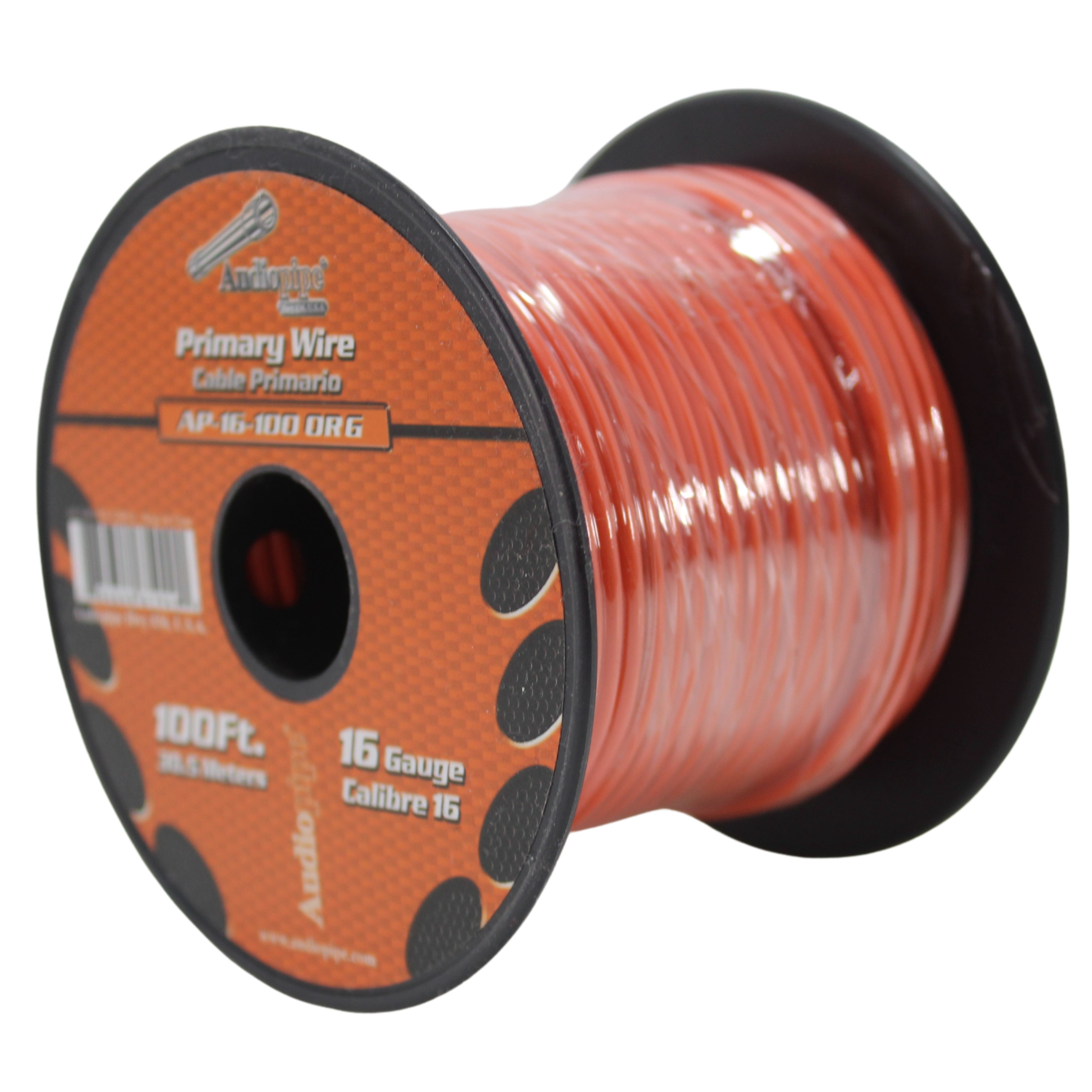 Audiopipe 16 Ga 100 ft Spool of CCA Primary Speaker Wire Orange 16-100 ...