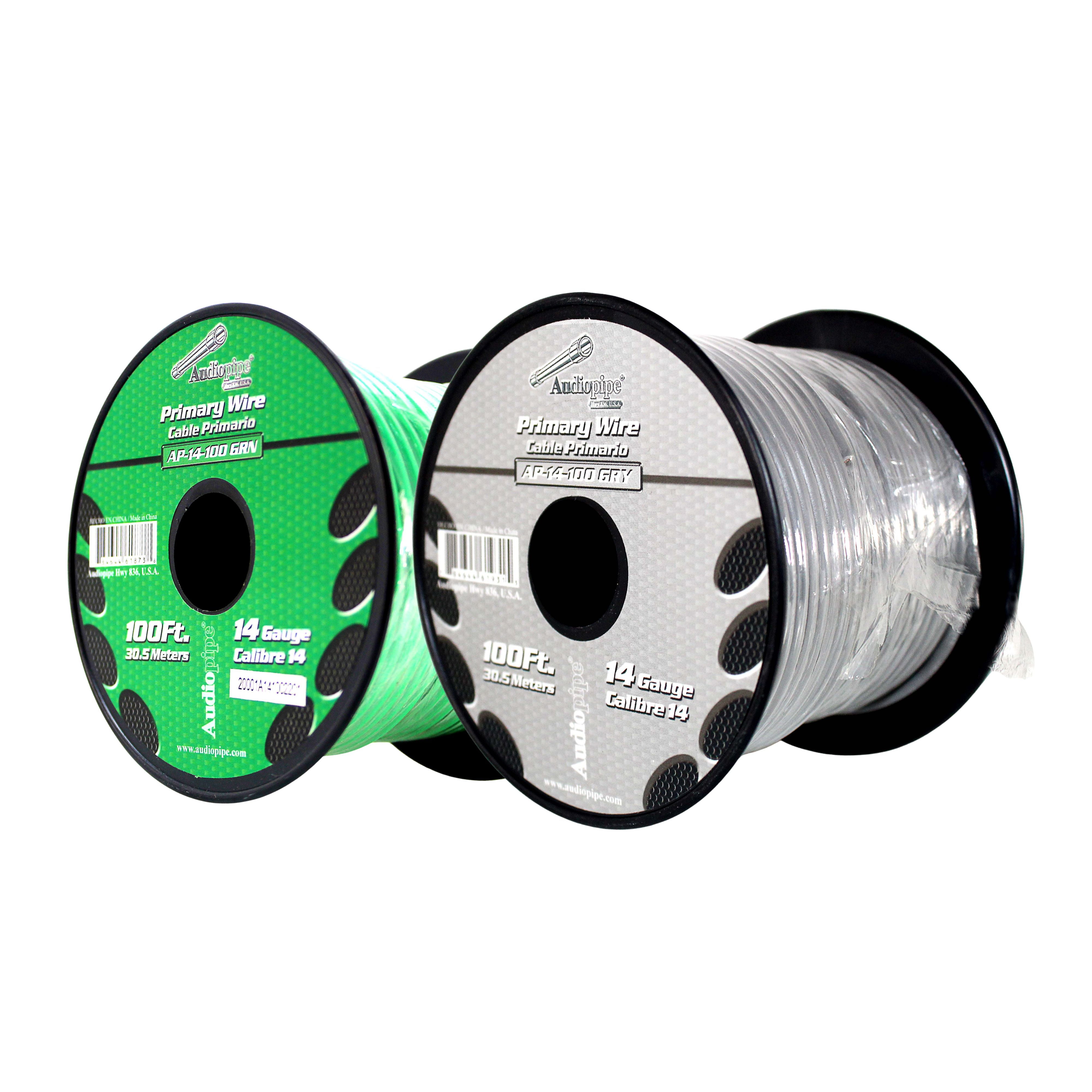 Audiopipe (2) 14ga 100ft CCA Primary Ground Power Remote Wire Spool ...