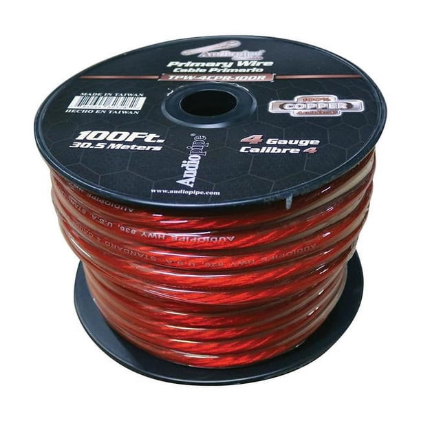 AudioPipe TPW4CPR100R 100 ft. 4 Gauge 100 Percent Copper Series Power ...