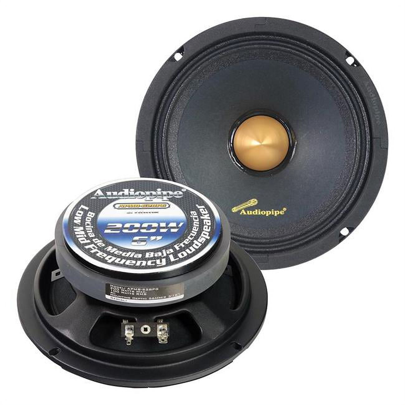 Audiopipe 6 in. 200W Max Each Gold Bullet Dust Cap Low Mid Frequency ...