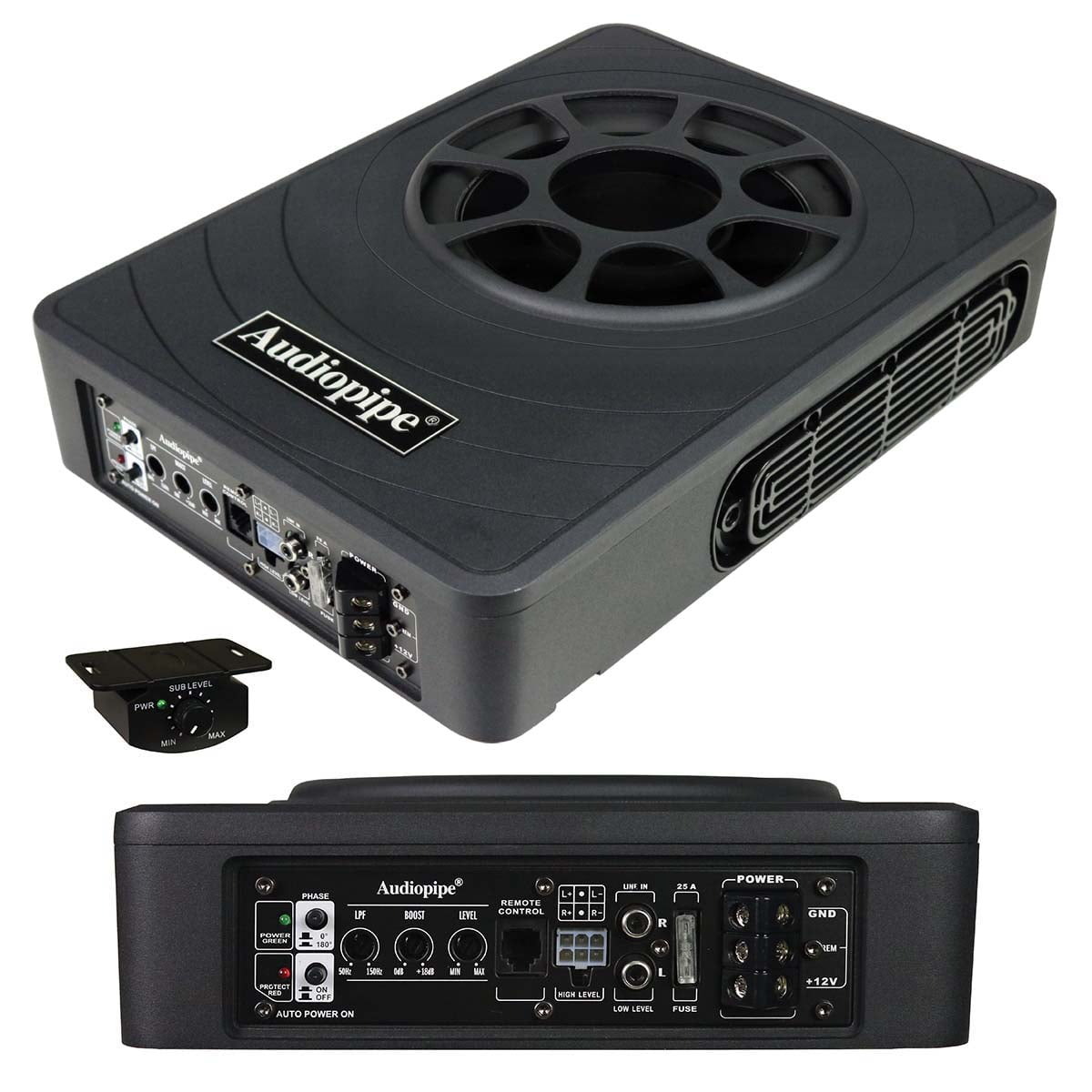 Audiopipe 8" Amplified Low Profile Subwoofer, 350W Max/175W RMS, 2 Ohm ...