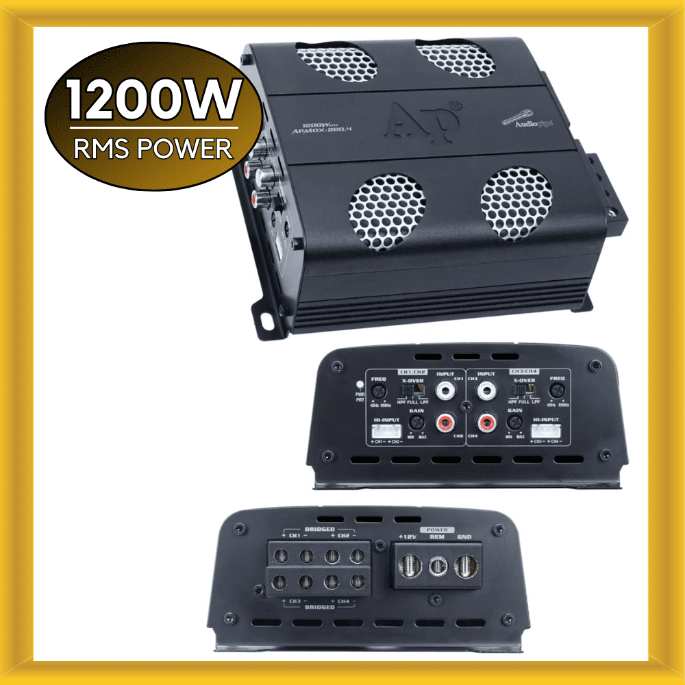 Audiopipe APMOX-280.4 4 Channel Compact Amplifier 1200 Watts Power 2 ...
