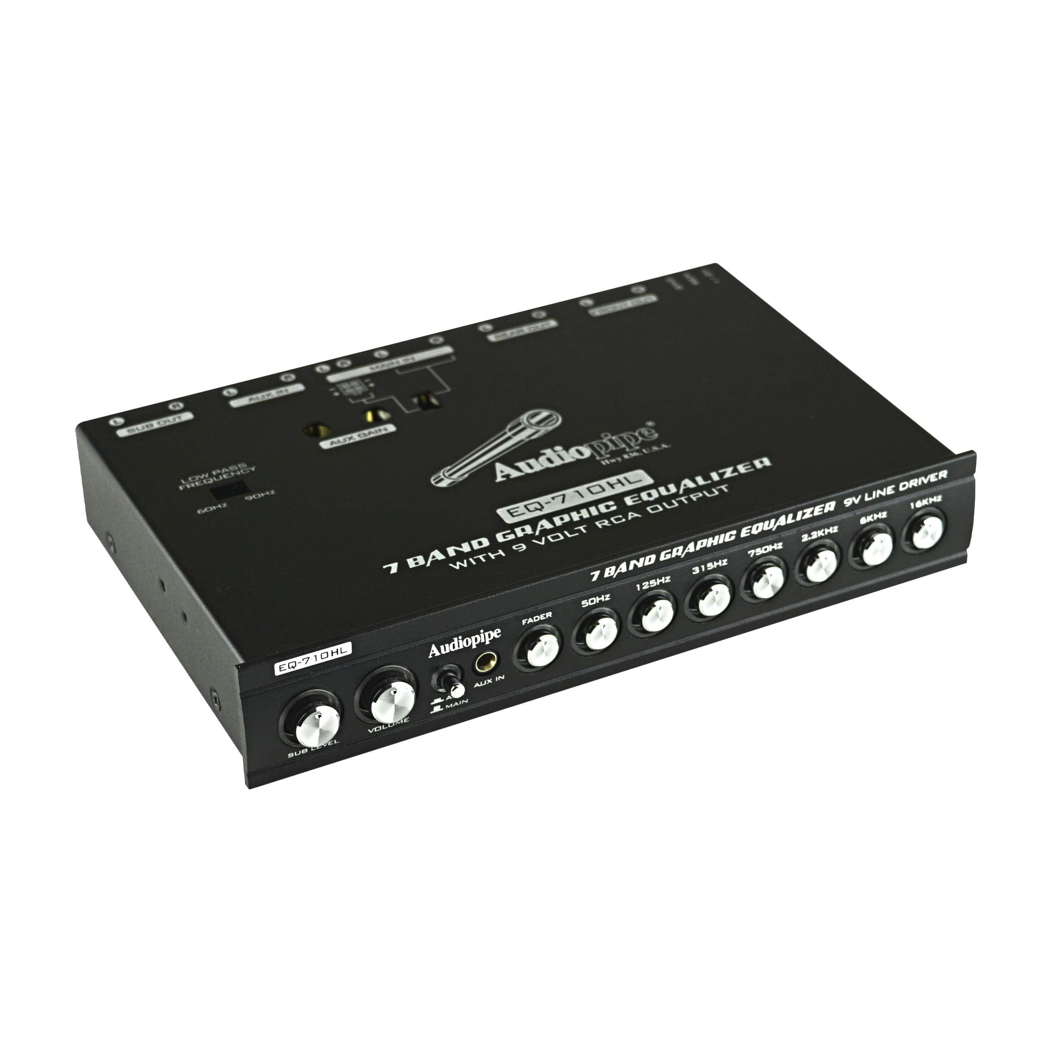 Audiopipe 7 Band 9V Half-Din Line Driver Graphic Equalizer with Hi/Lo ...