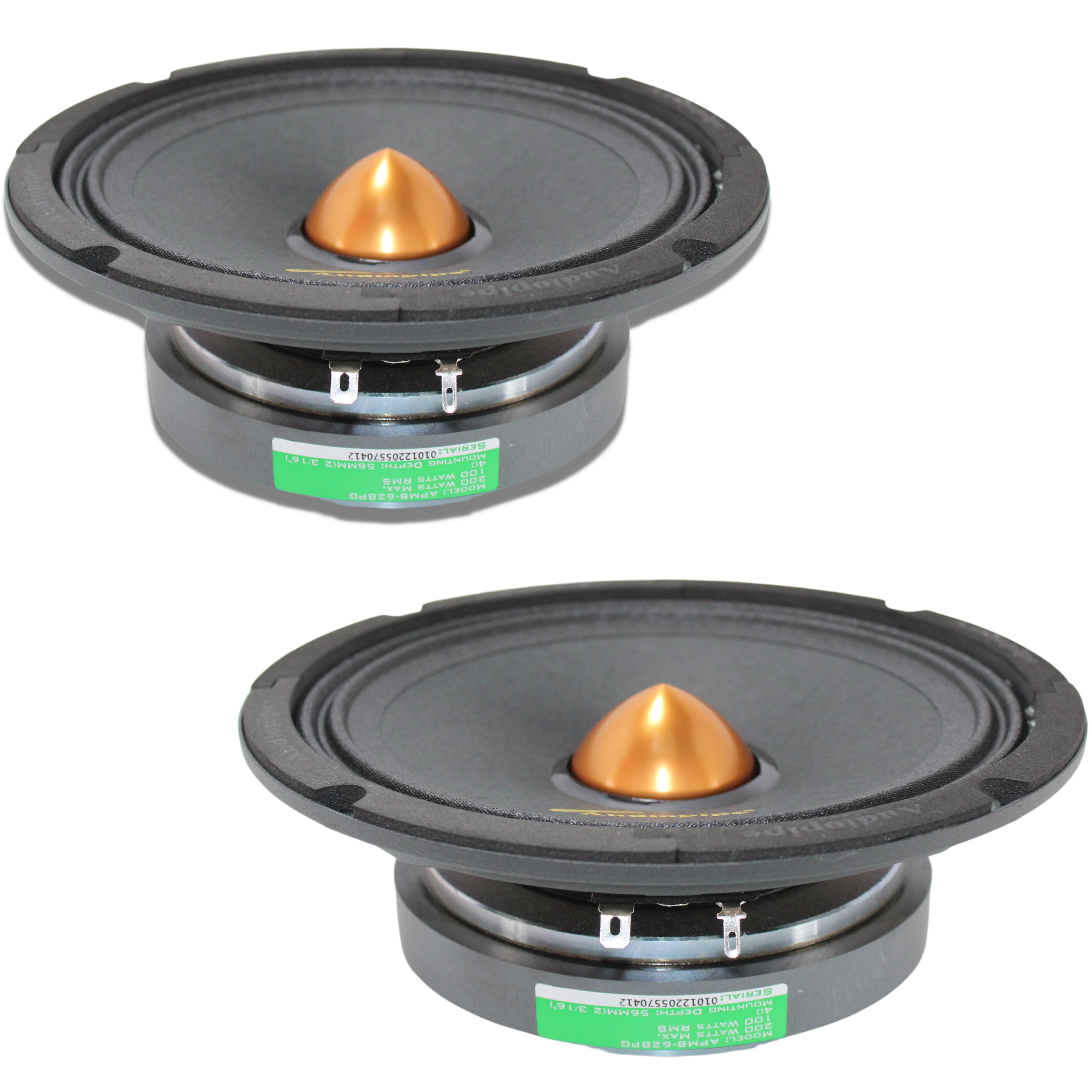 Audiopipe 6" 100W RMS Low Mid Frequency Car Loudspeaker w/ Gold Bullet ...