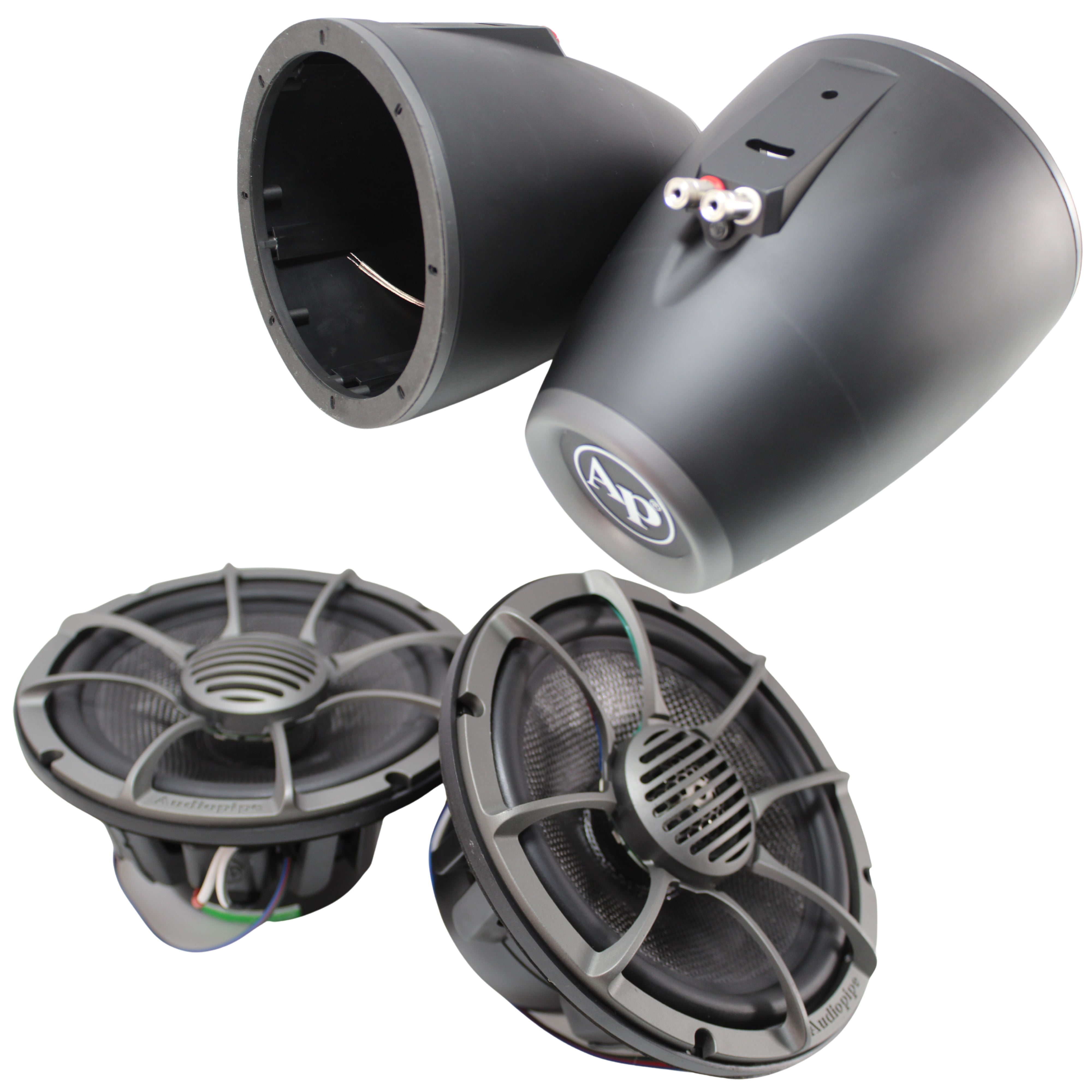 Audiopipe Marine 8" Coaxial 250W RMS 4-Ohm 2-Way Speaker & Tower ...