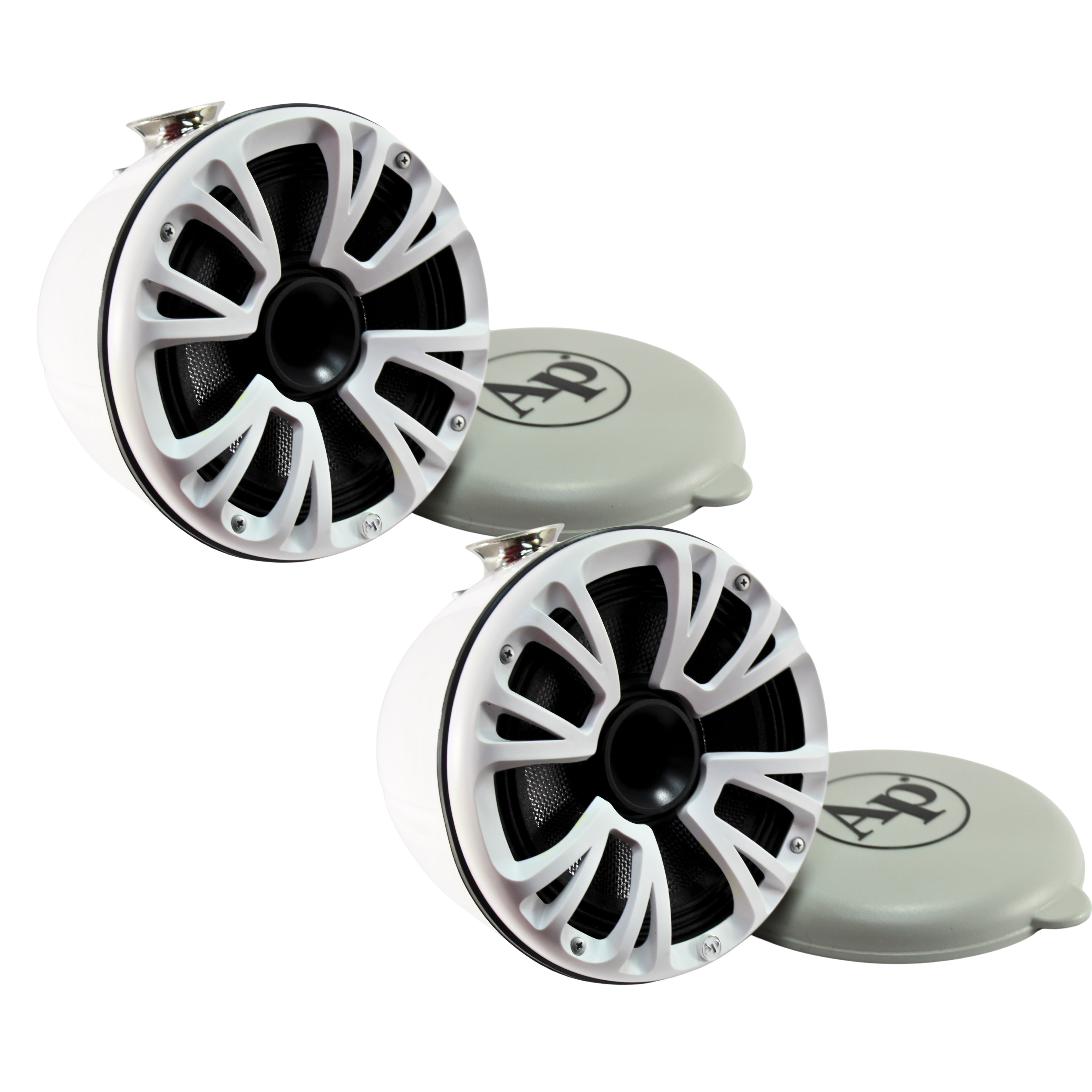 Audiopipe Pair of 8" 125W RMS 4 Ohm White Carbon Fiber Marine Tower ...