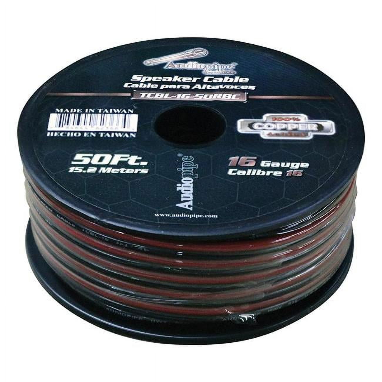 Audiopipe TCBL1650RBC 1 Copper Series Speaker Wire 16 Gauge 50' Roll ...