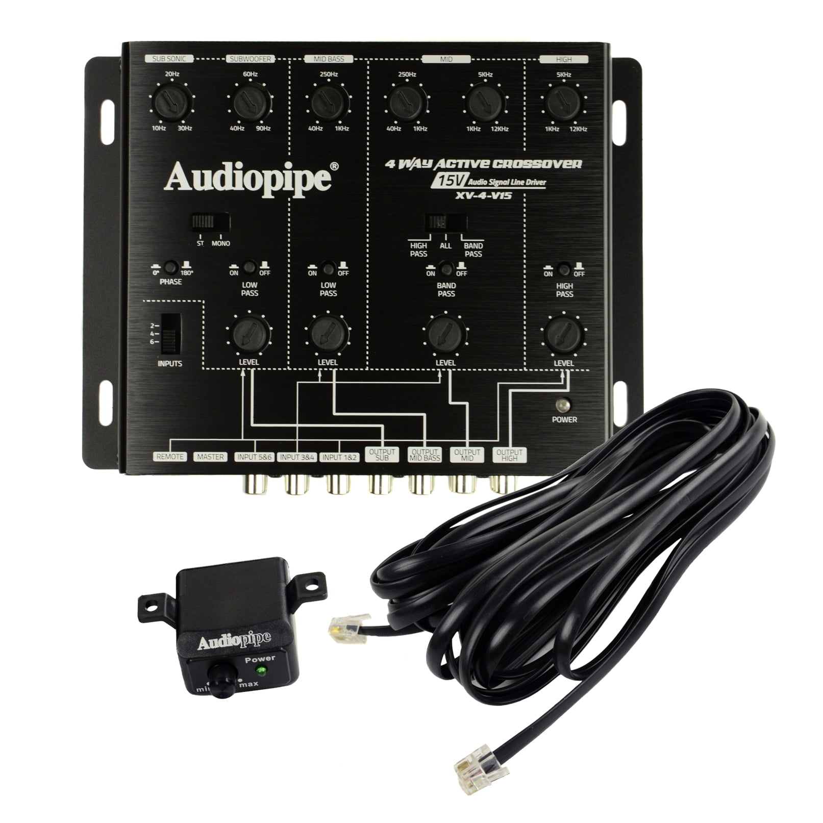 Audiopipe XV4V15 15V Car Audio Signal Line Driver 4-Way Active ...