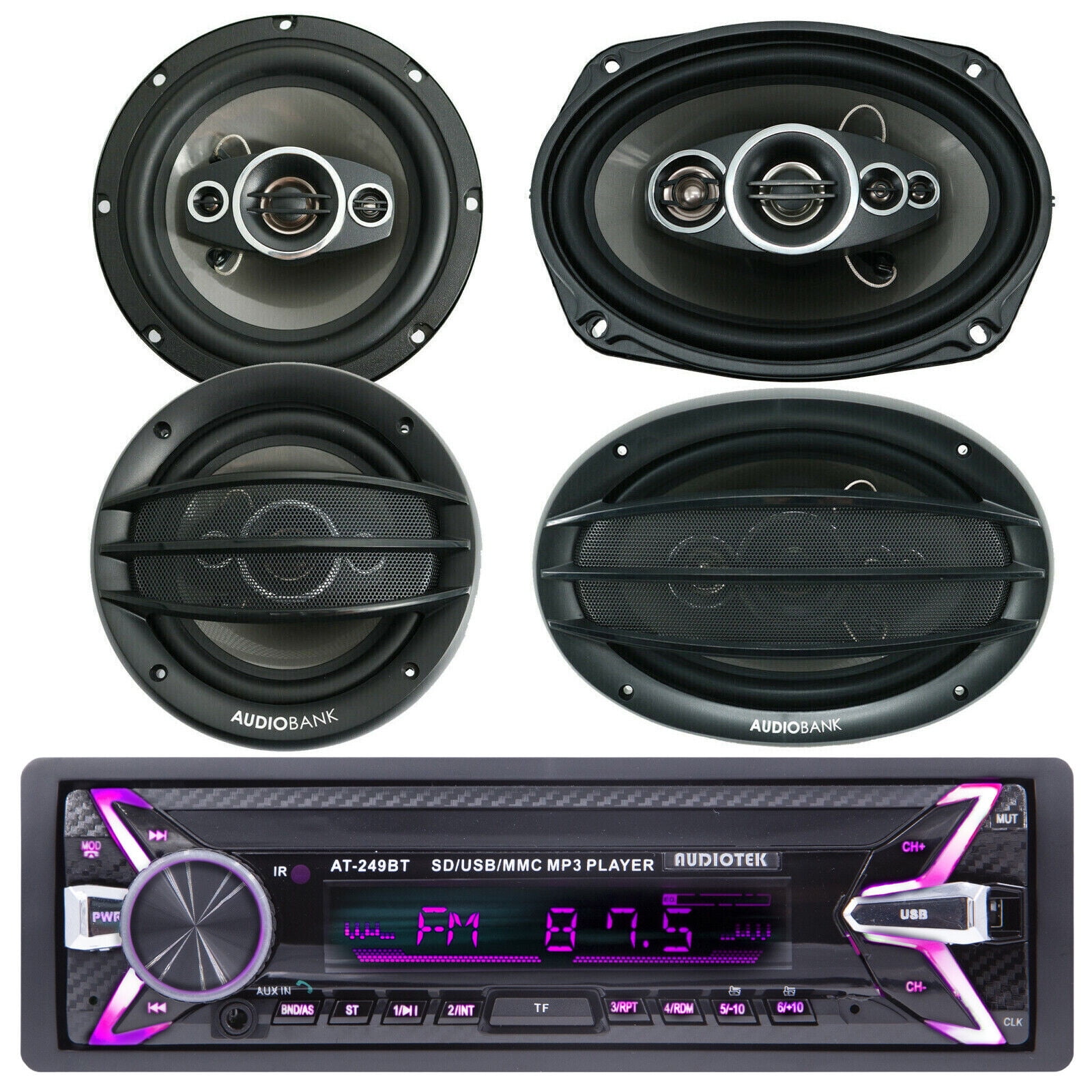 Audiotet Bluetooth Car Stereo Digital Media Receiver + 6"x9" & 6.5 ...