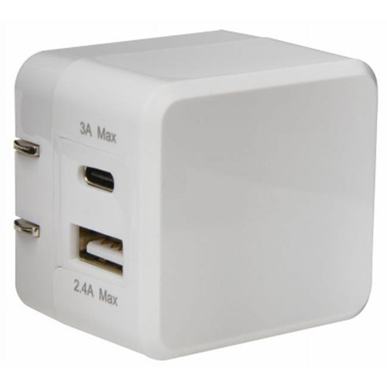Audiovox 243645 3.4A Type-C Dual Port Square Wall Charger - White ...