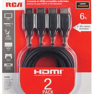 Audiovox VH26HHR 6 ft. HDMI Cables, Pack of 2 - Walmart.com