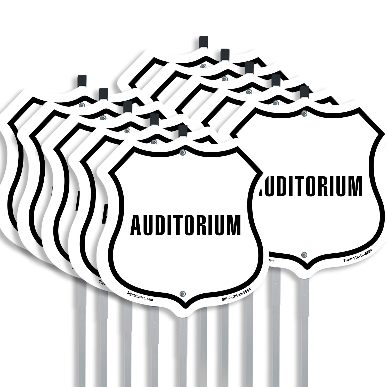 Auditorium (10 Pack) 12 inch X 12 inch Shield Shaped Rust-Free Aluminum ...