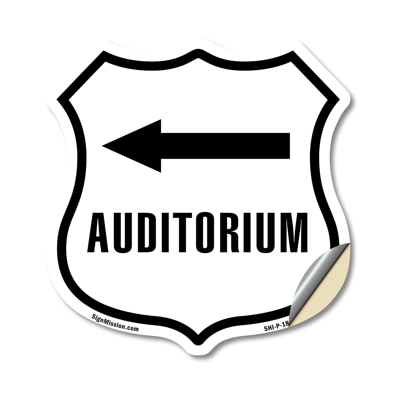 Auditorium Left 12 inch X 12 inch Shield Shaped Heavy Duty 3.2 mil ...