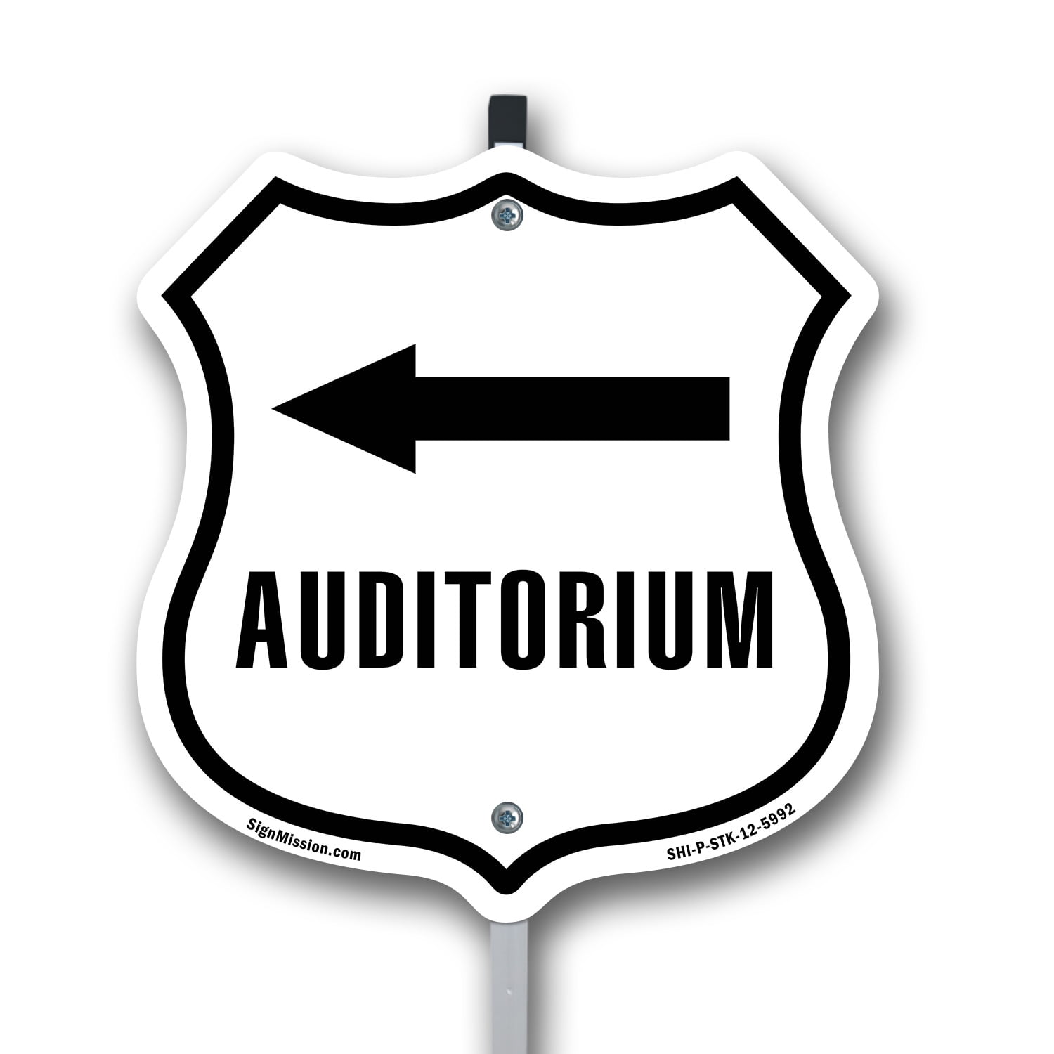 Auditorium Left 12 inch X 12 inch Shield Shaped Rust-Free Aluminum ...