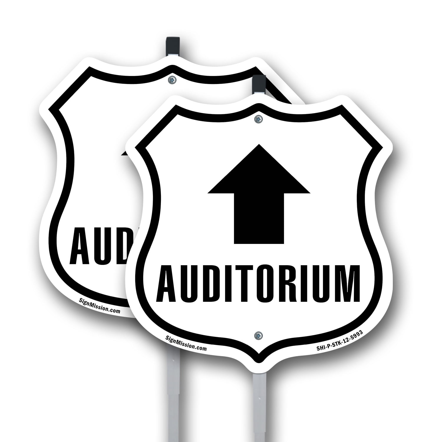 Auditorium Up (2 Pack) 12 inch X 12 inch Shield Shaped Rust-Free ...