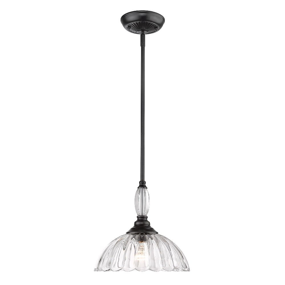 Golden Lighting Audra 1-Light Pendant, Matte Black, Clear Glass Shade ...