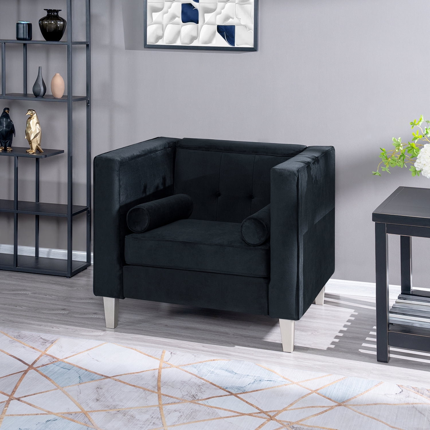 Naomi Home Audrey Velvet Accent Chair for Living Room, Mid Century ...