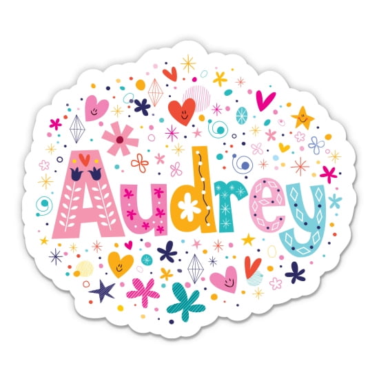 Audrey Girl Name Cute Kid Lunchbox - 5" Vinyl Sticker - For Car Laptop ...