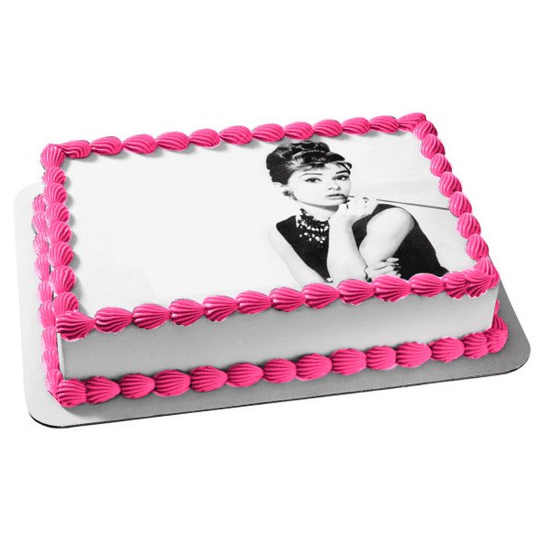 Audrey Hepburn Breakfast at Tiffany's Black and White Edible Cake ...