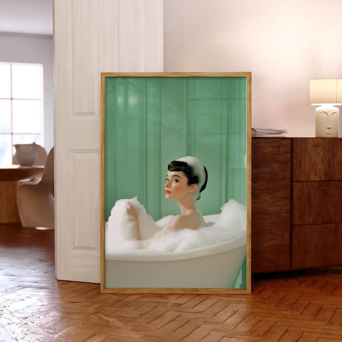 Audrey Hepburn Bubble Bath : Retro Bathroom Art #4160, Unframed Poster ...