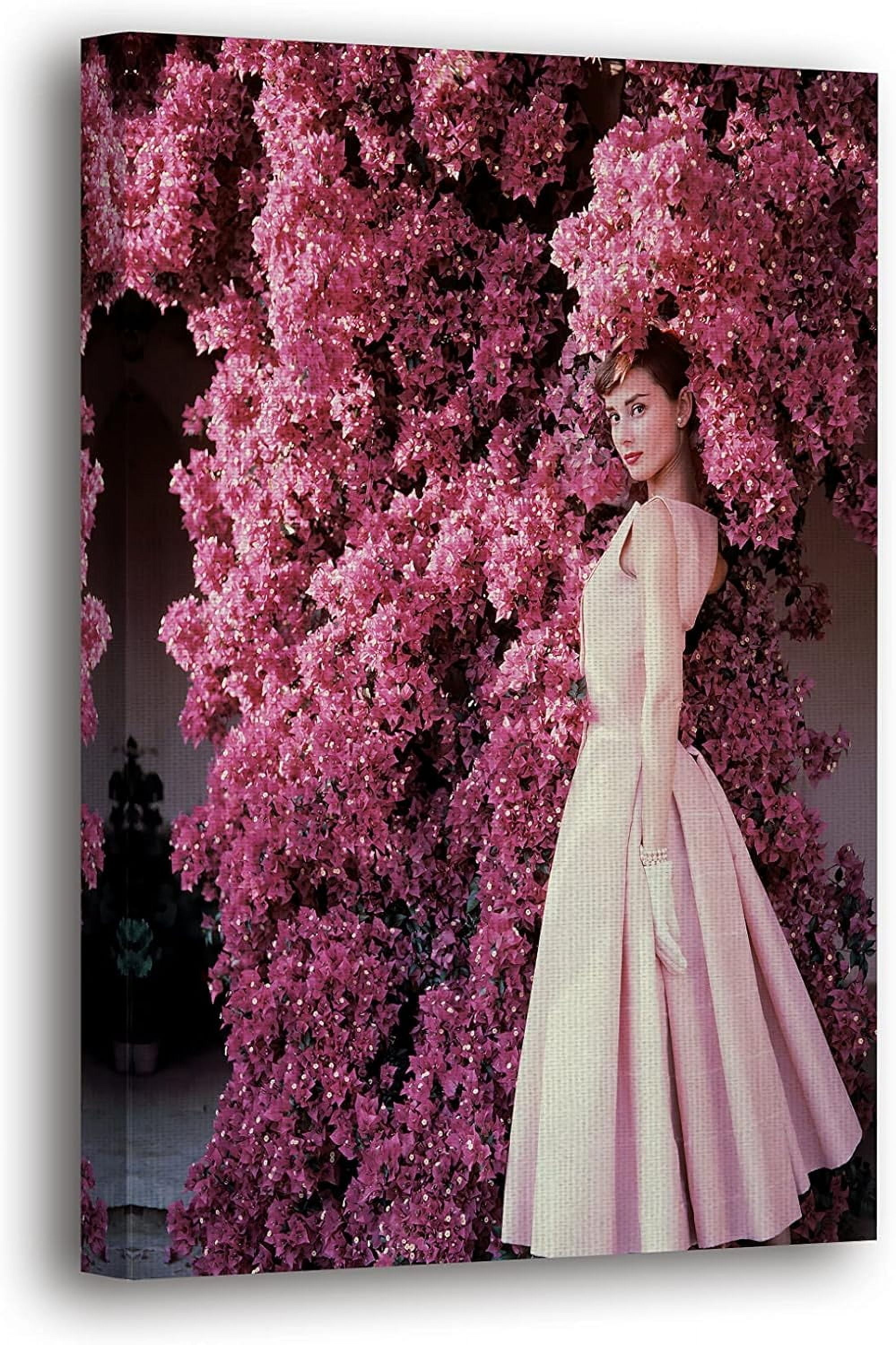 Audrey Hepburn Pink Flowers Wall Art Posters, Trendy Wall Decor ...