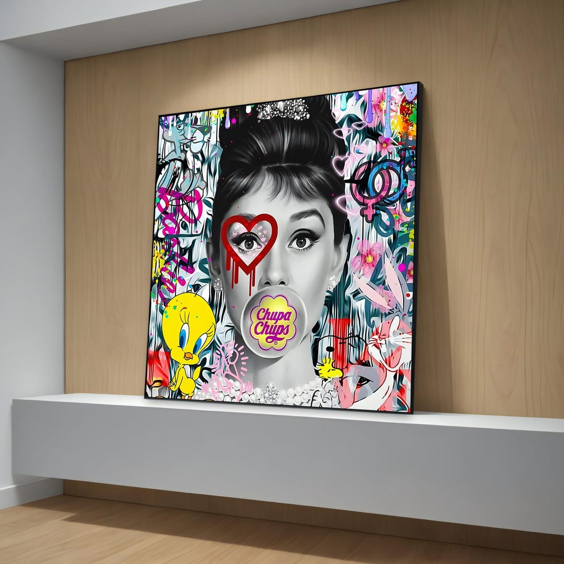 Audrey Hepburn Pop Art Canvas Painting - Bold Graffiti Style With ...