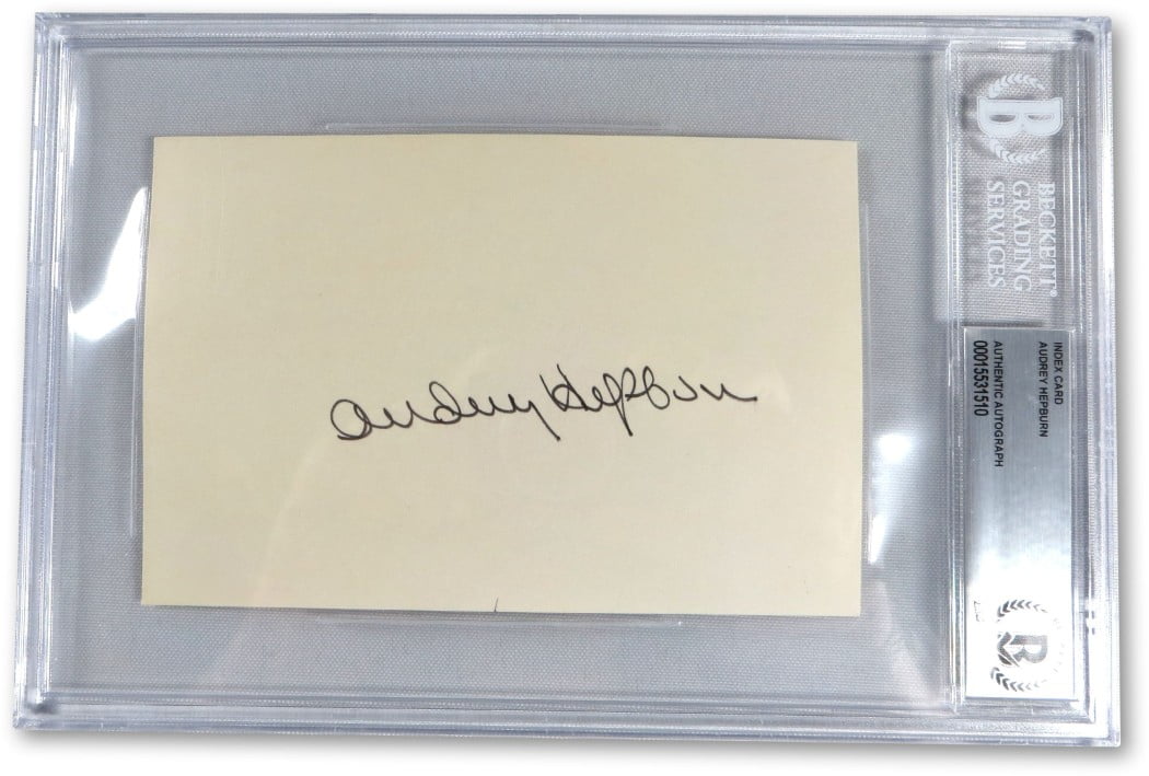 Audrey Hepburn Signed Autographed 4X6 Index Card Breakfast at Tiffanys ...