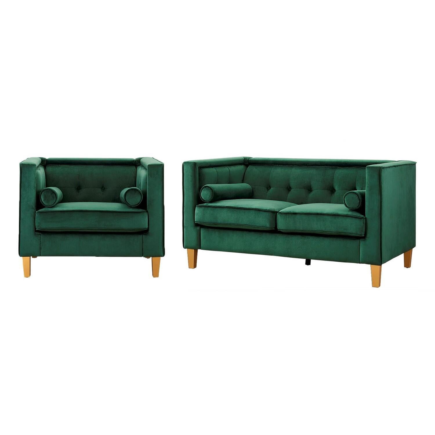 Audrey Loveseat & Accent Chair, Wooden Legs, Tufted Chair and Loveseat ...