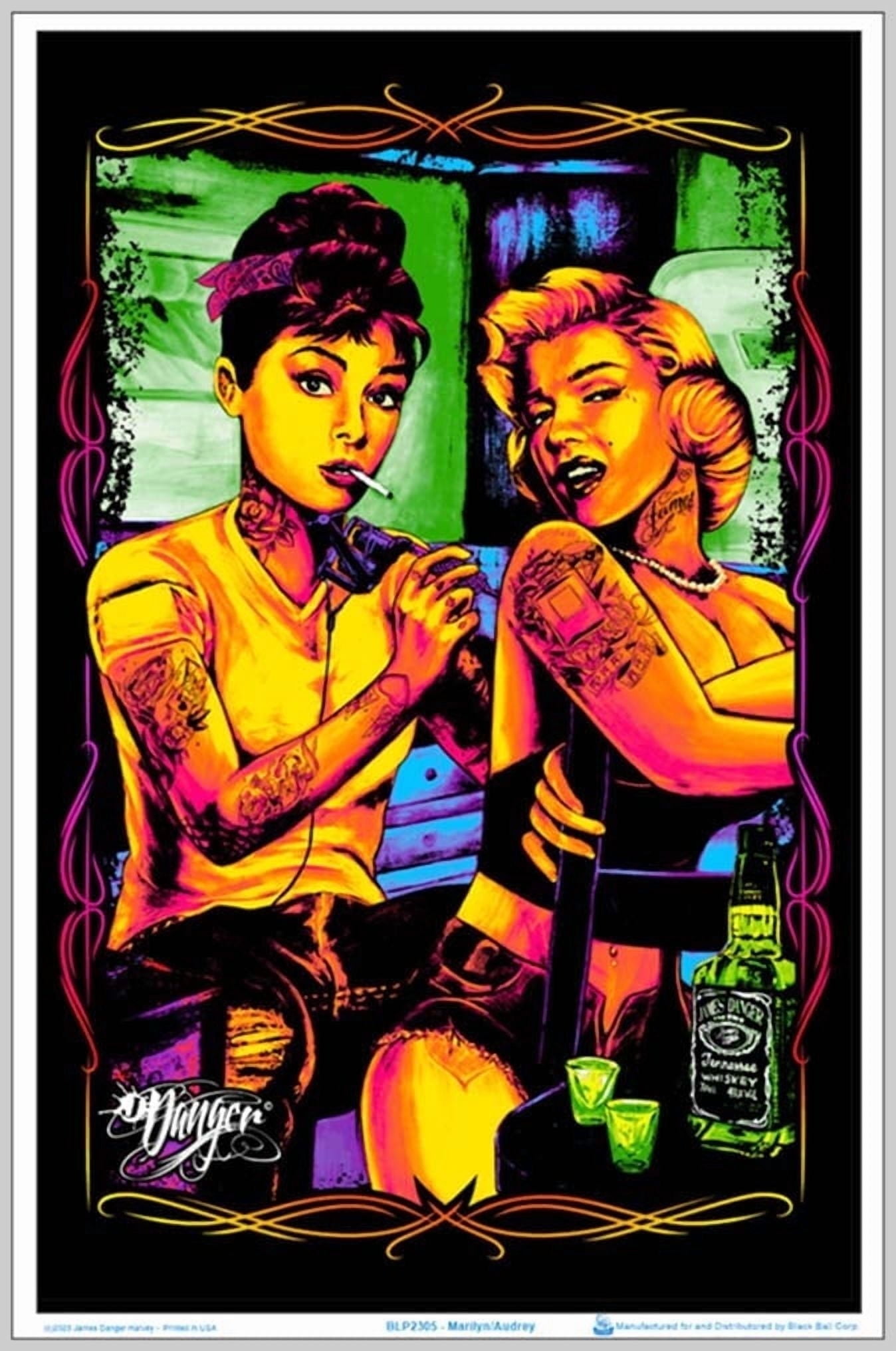 Audrey & Marilyn Tattoo by James Danger Harvey Blacklight Poster, Officially Licensed - 23.5 x ...
