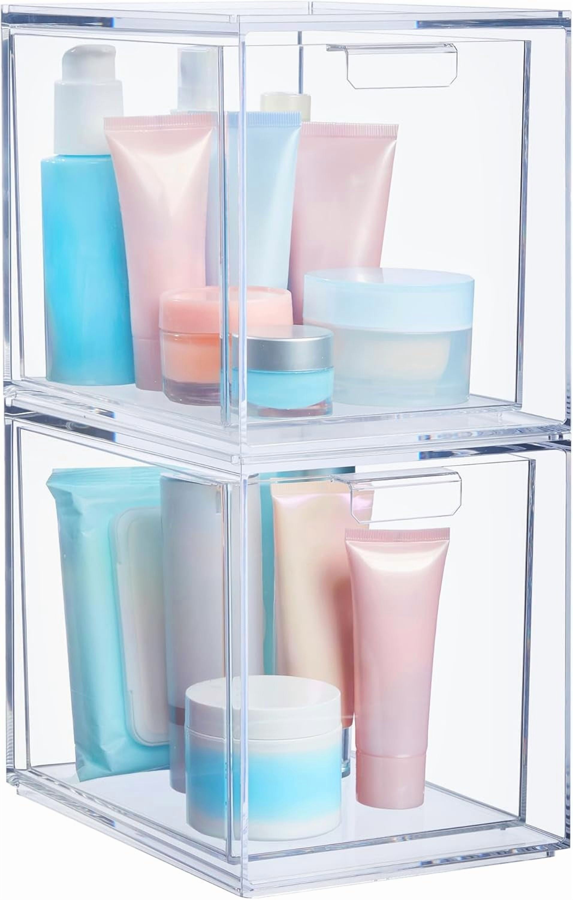 Audrey Stackable Bin Clear Plastic Organizer Drawers | 2 Piece Set ...