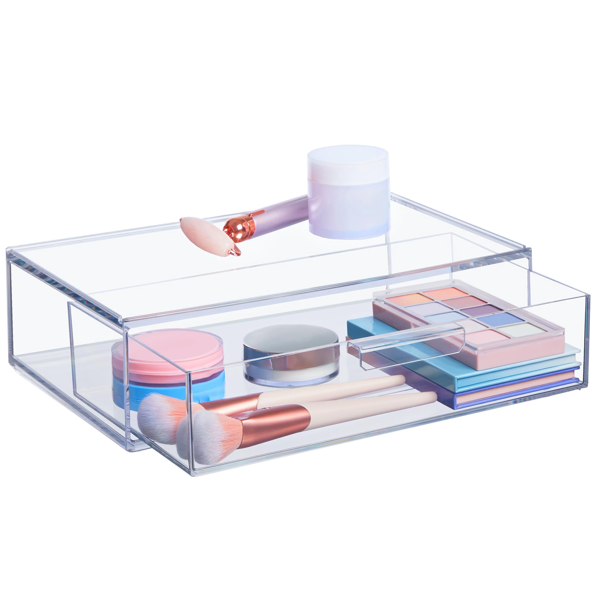 Audrey Stackable Clear Bin Plastic Organizer Drawer | Organize ...