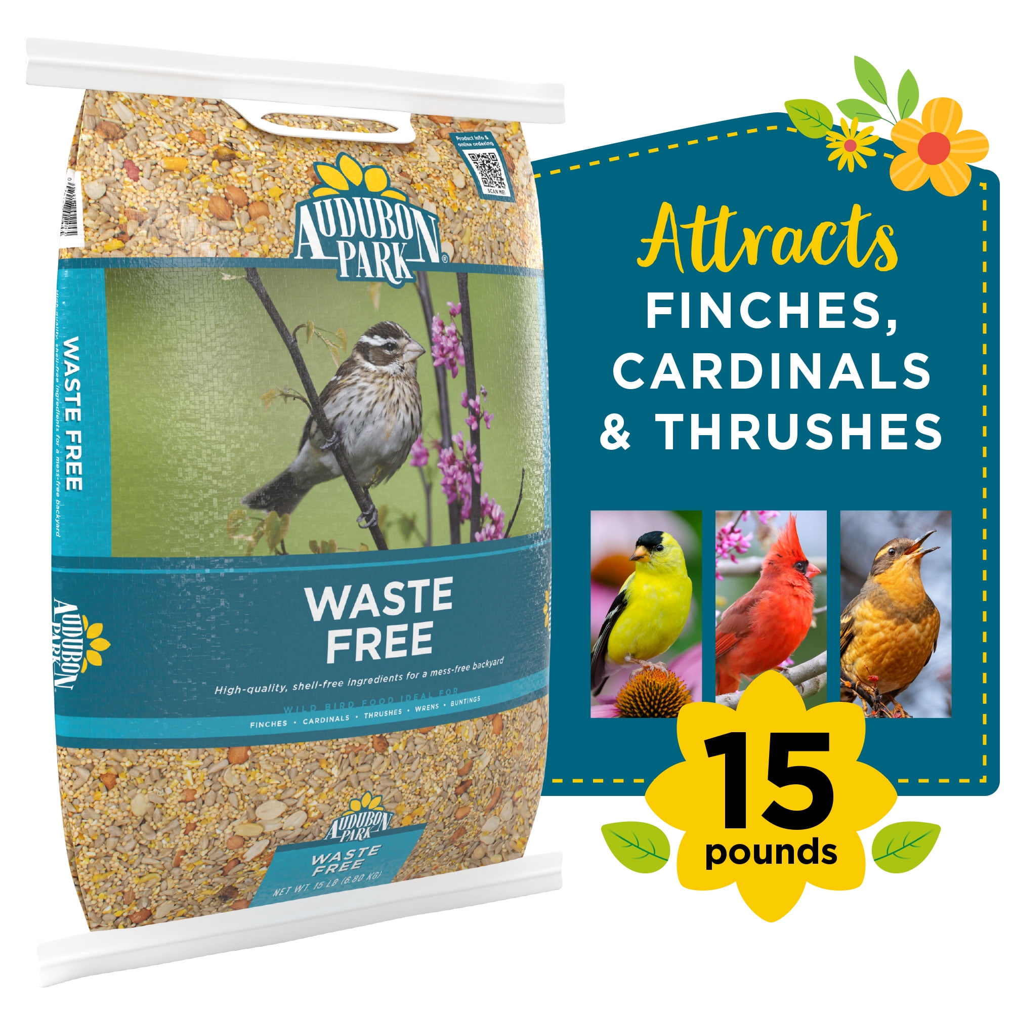 Audubon Park Wild Bird Seed, Waste Free Wild Bird Food and Nut, Fruit ...