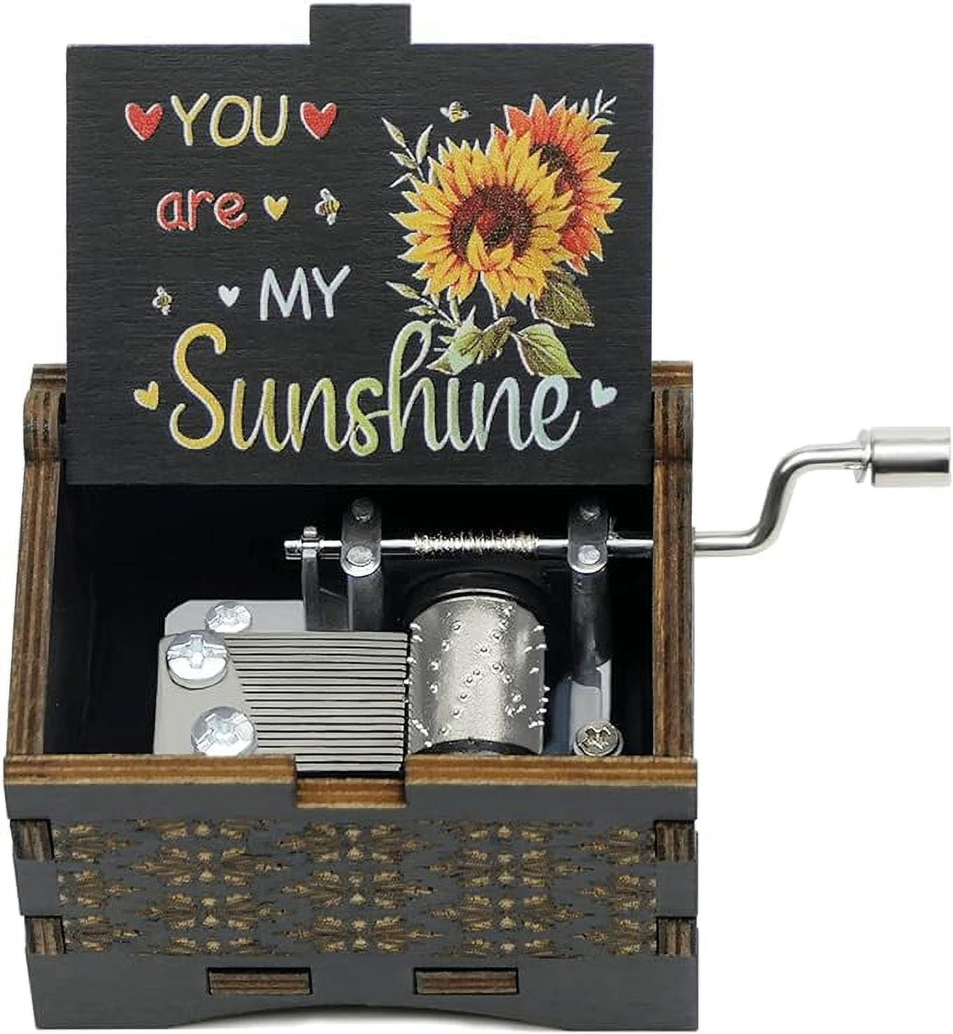 Auduye You are My Sunshine Music Boxes, Wooden Hand Crank Laser ...